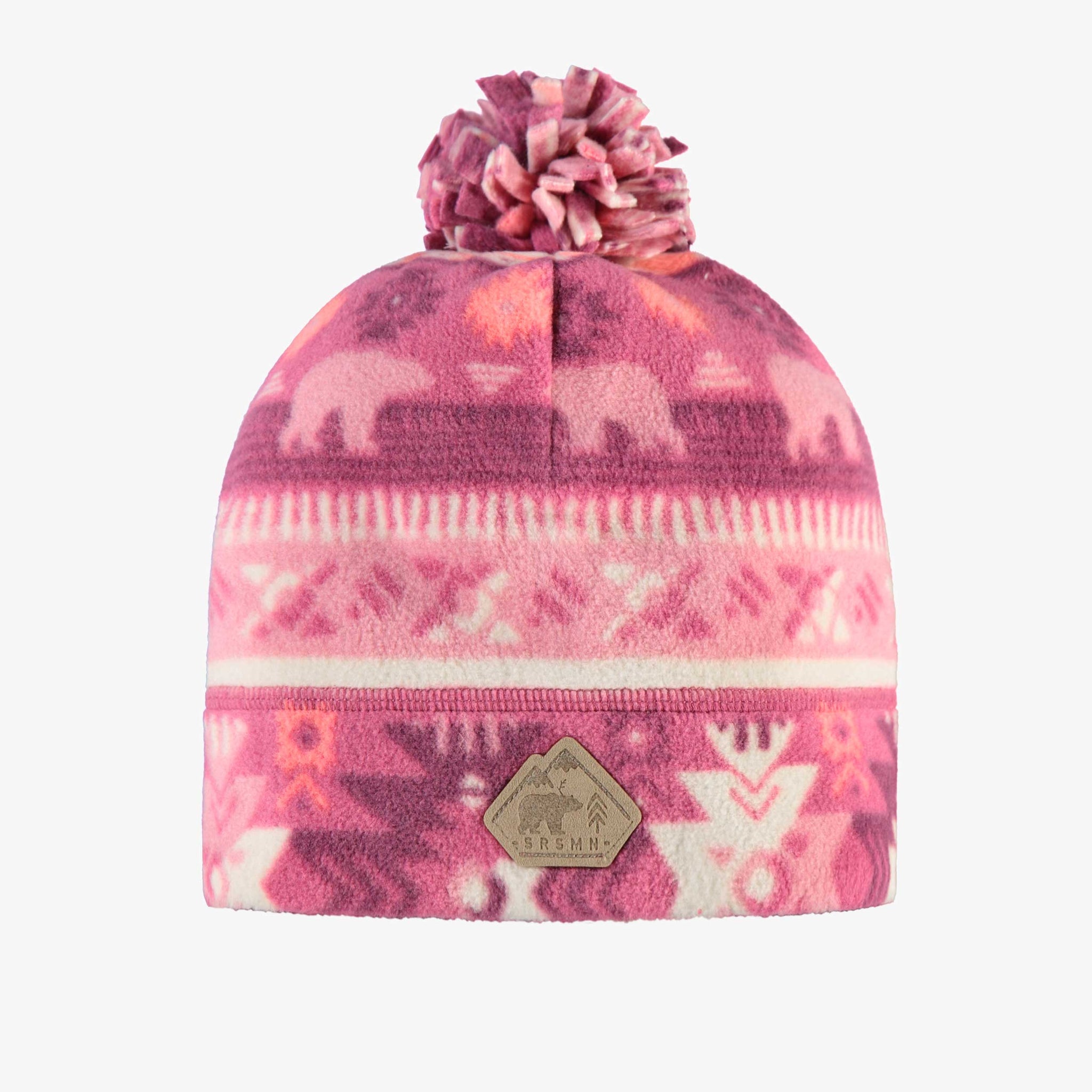 Tuque rose en polar avec motifs, enfant | Souris Mini - Souris Mini