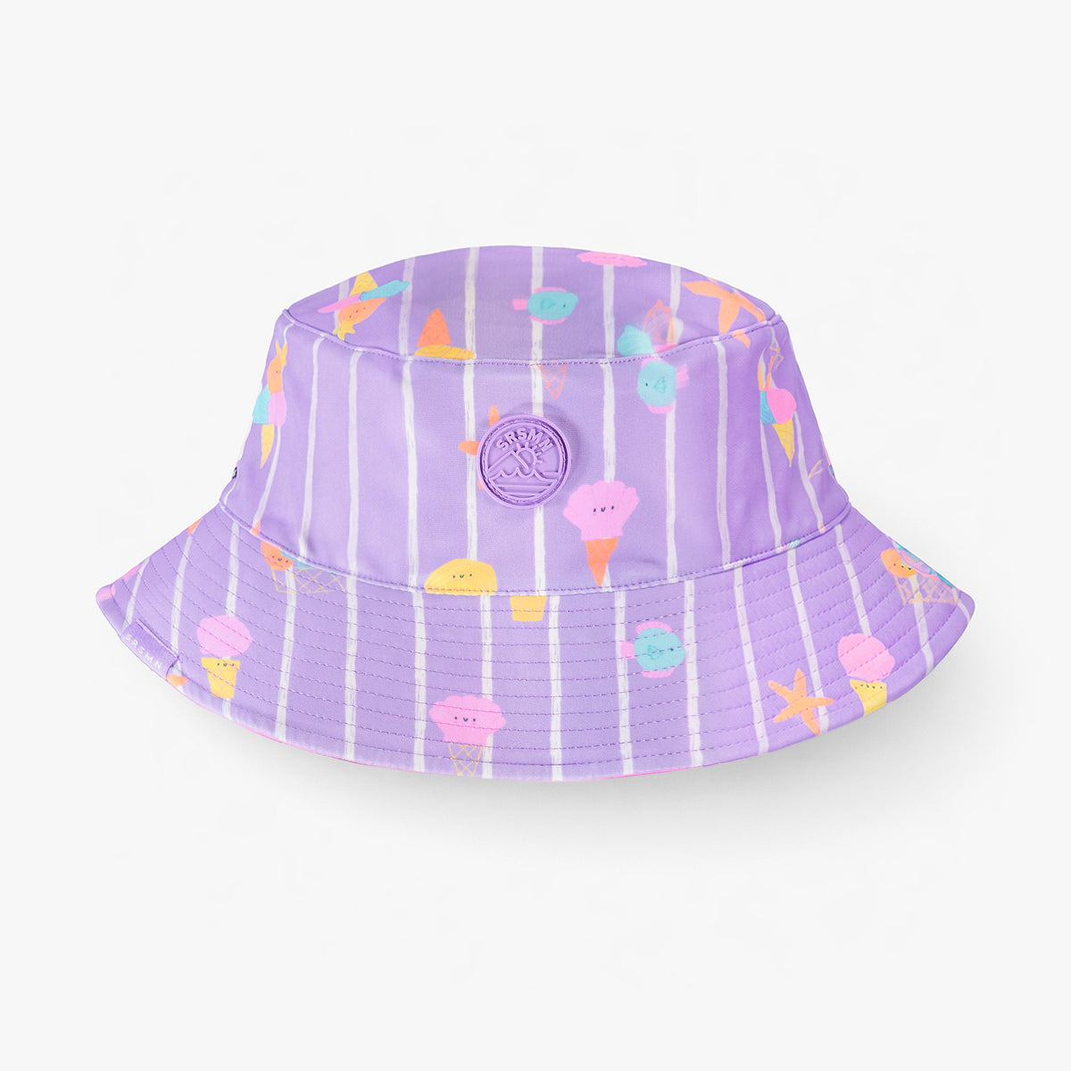 Reversible purple sun hat with stripes and patterns, child | Souris ...