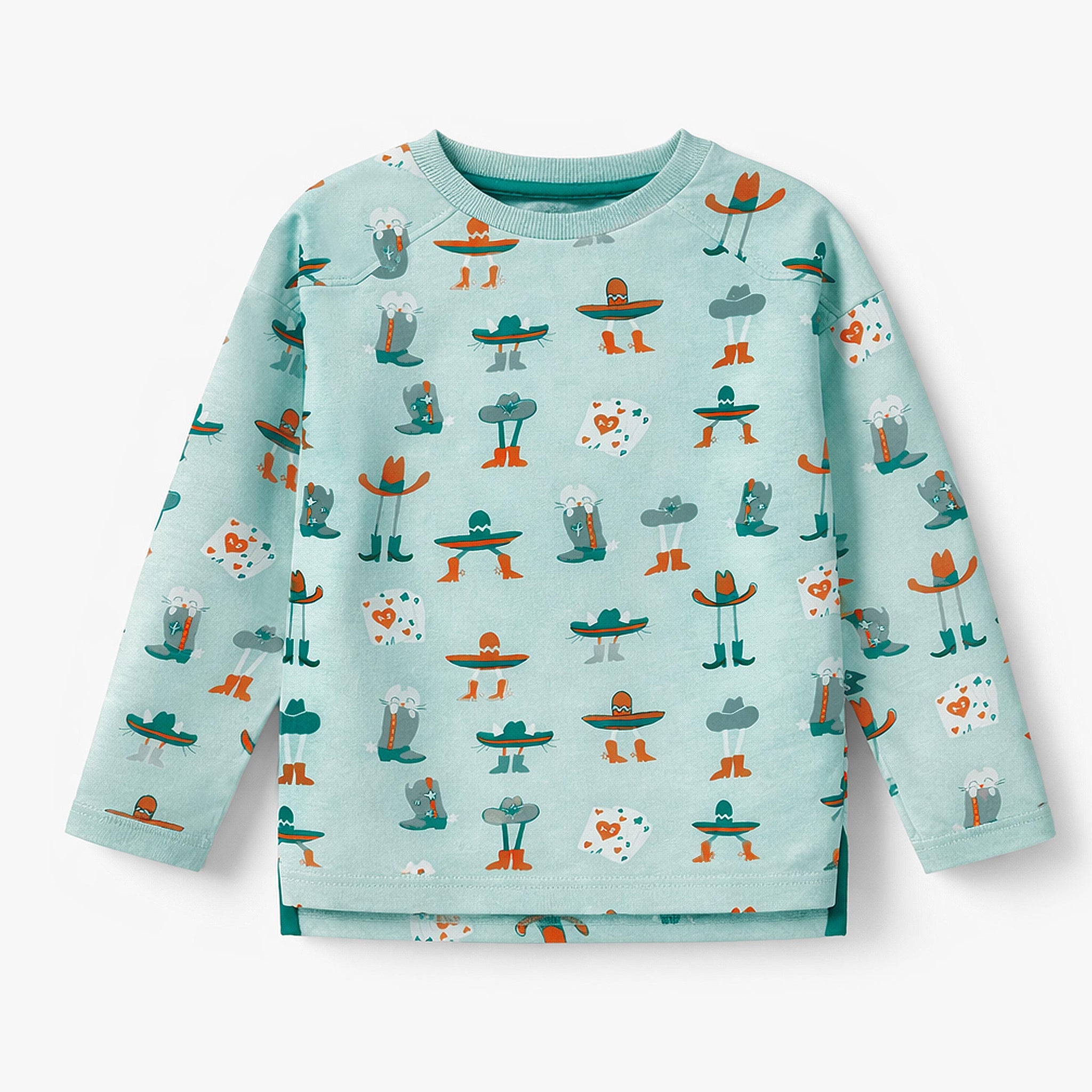 Chandail turquoise à motifs western, enfant | Souris Mini - Souris Mini