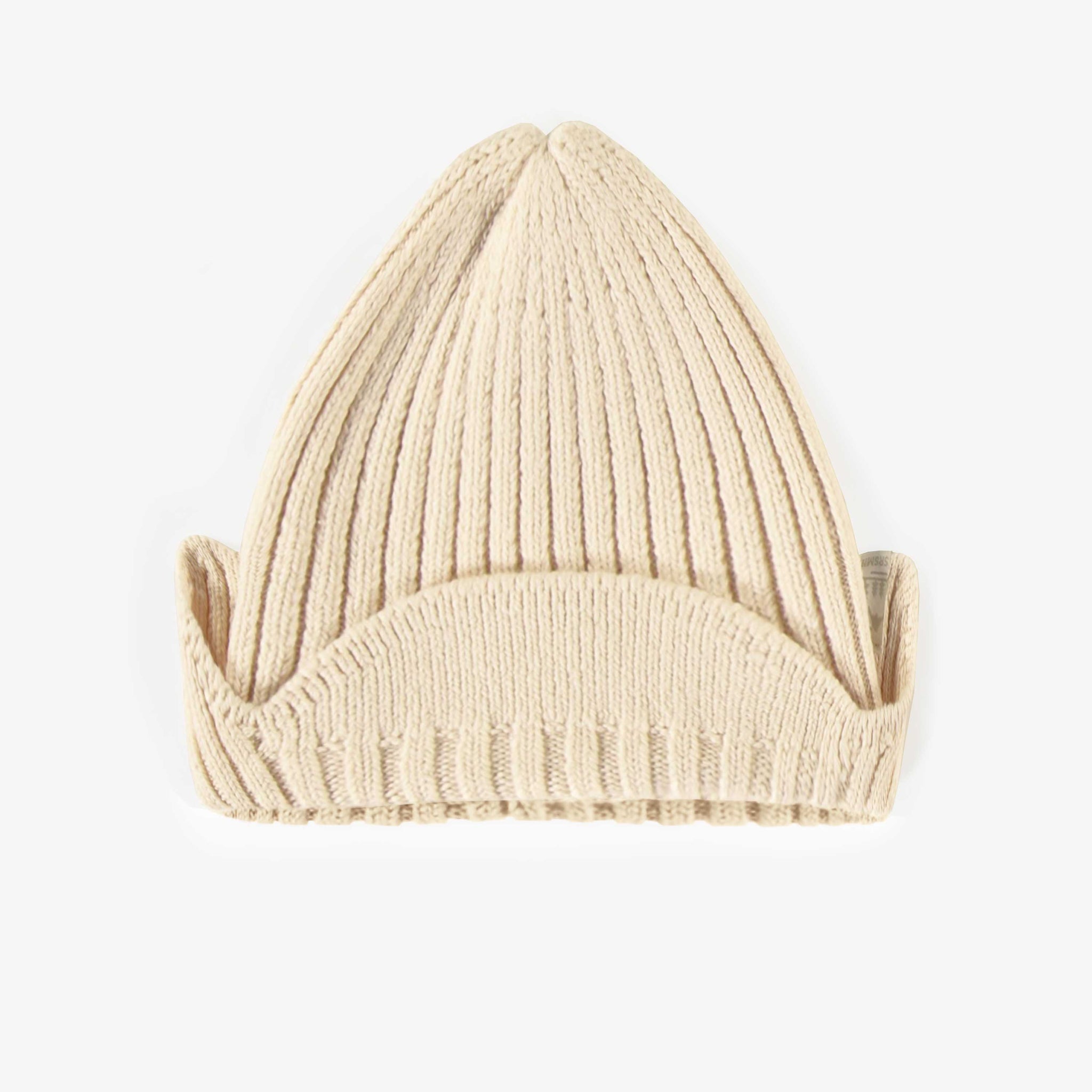Cream knitted toque with flaps cashmere-effect, child - Souris Mini
