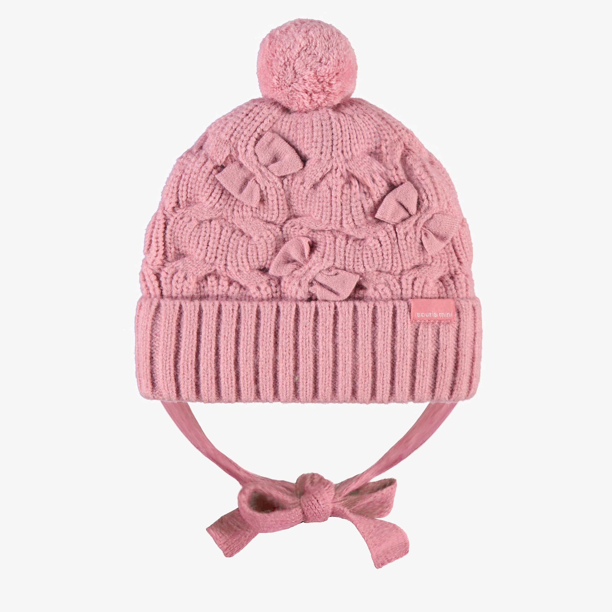 Tuque rose en tricot avec boucles, bébé | Souris Mini - Souris Mini