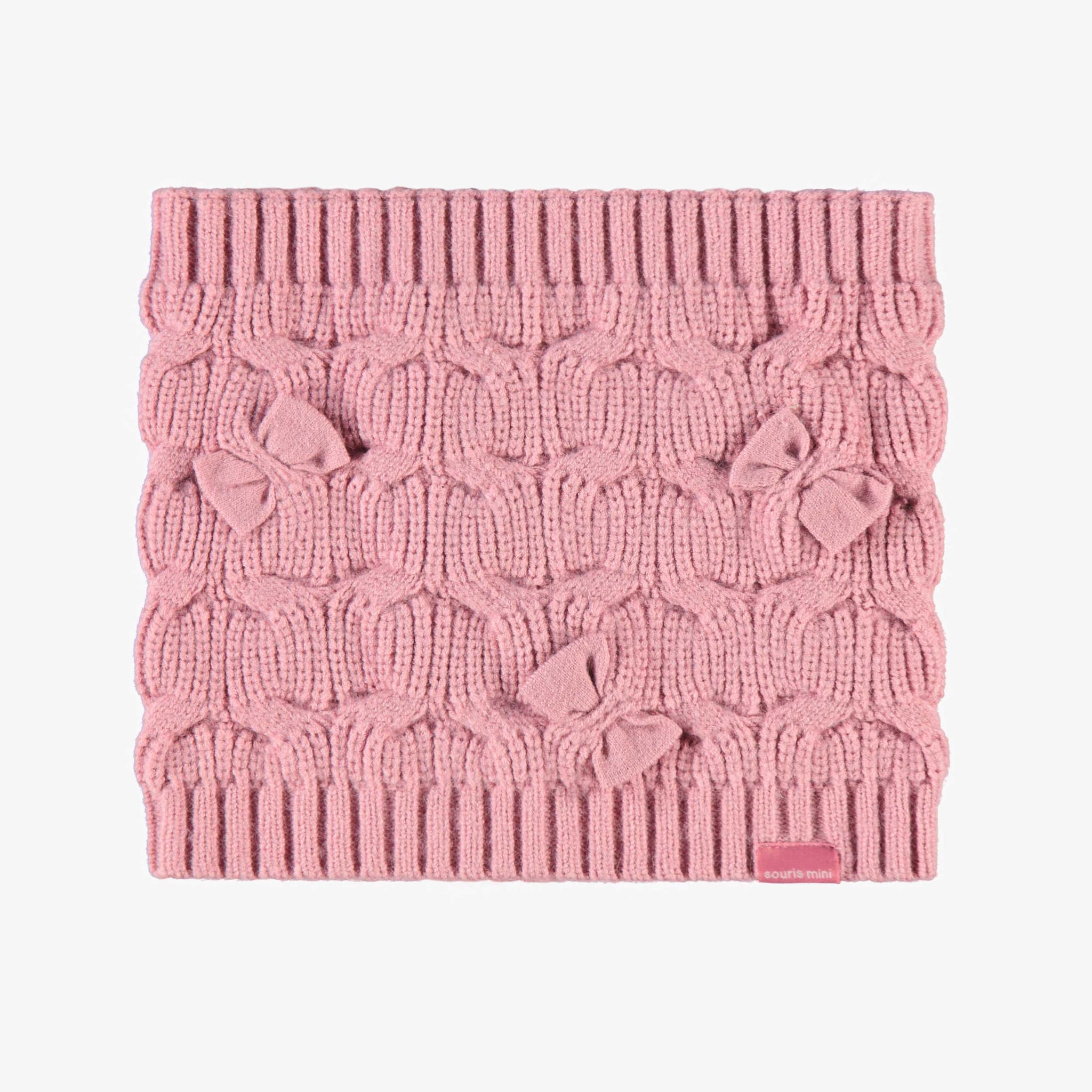 Cache-cou rose en tricot avec boucles, enfant | Souris Mini - Souris Mini
