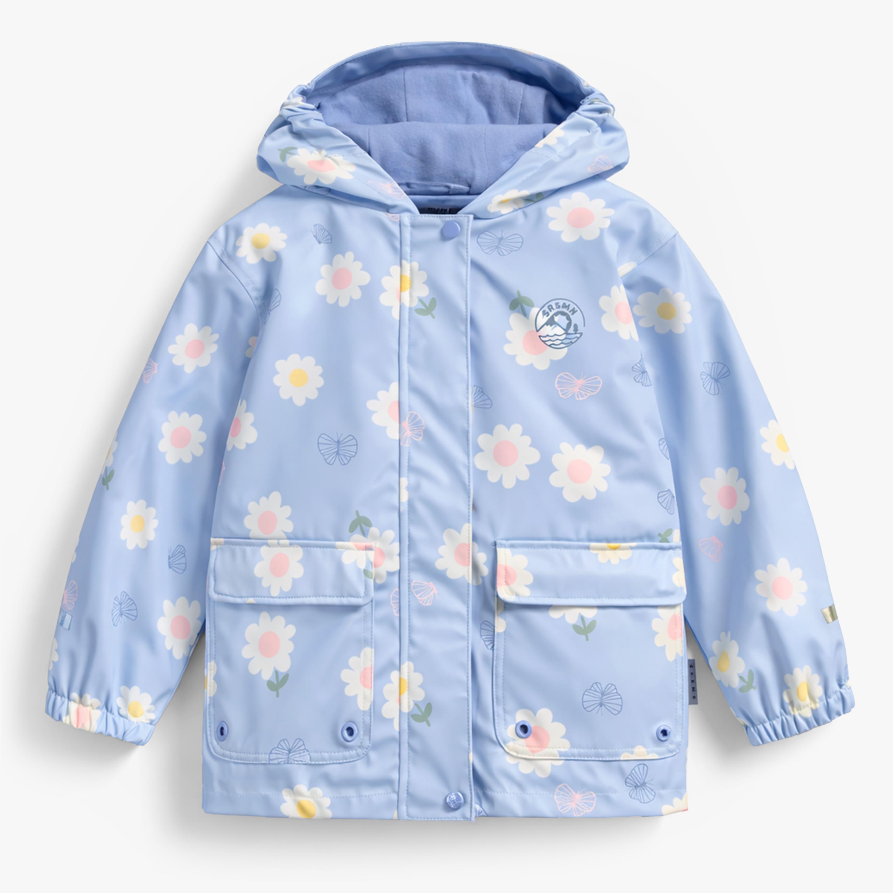 Manteau imperméable bleu pâle avec fleurs et papillons, enfant | Souris ...