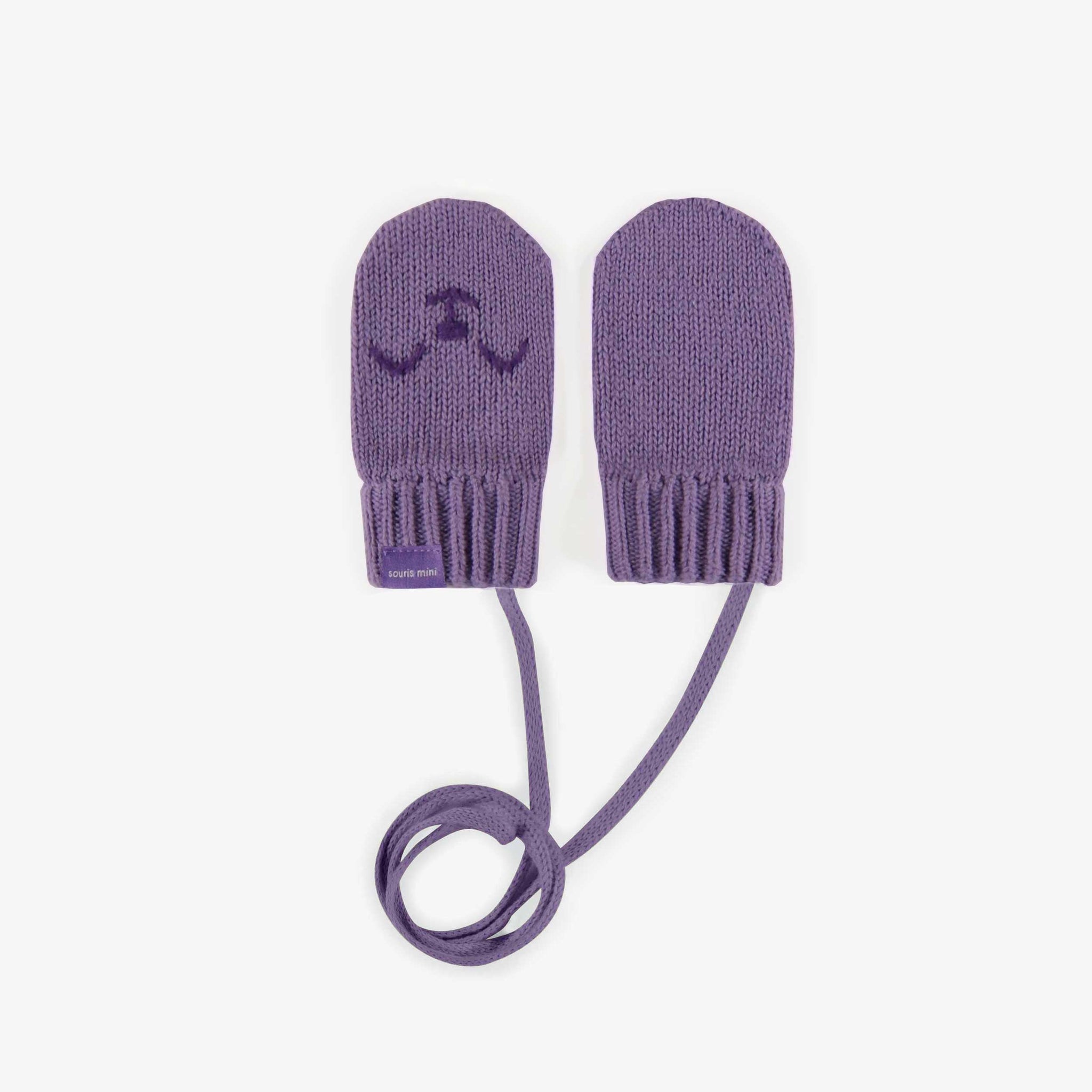 Purple mittens in knit, baby - Souris Mini