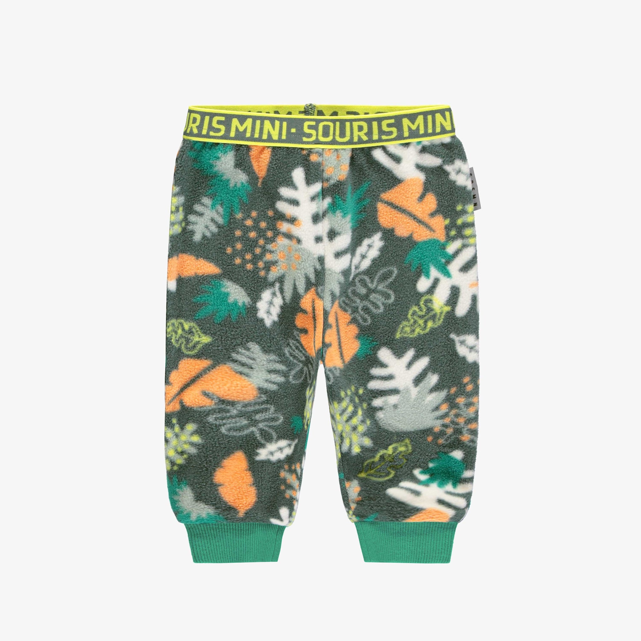Green fleece pant with nature pattern, baby - Souris Mini