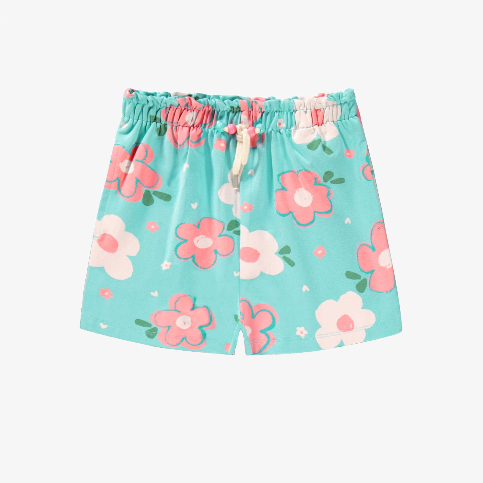 Aqua blue shorts with floral all over print, child - Souris Mini